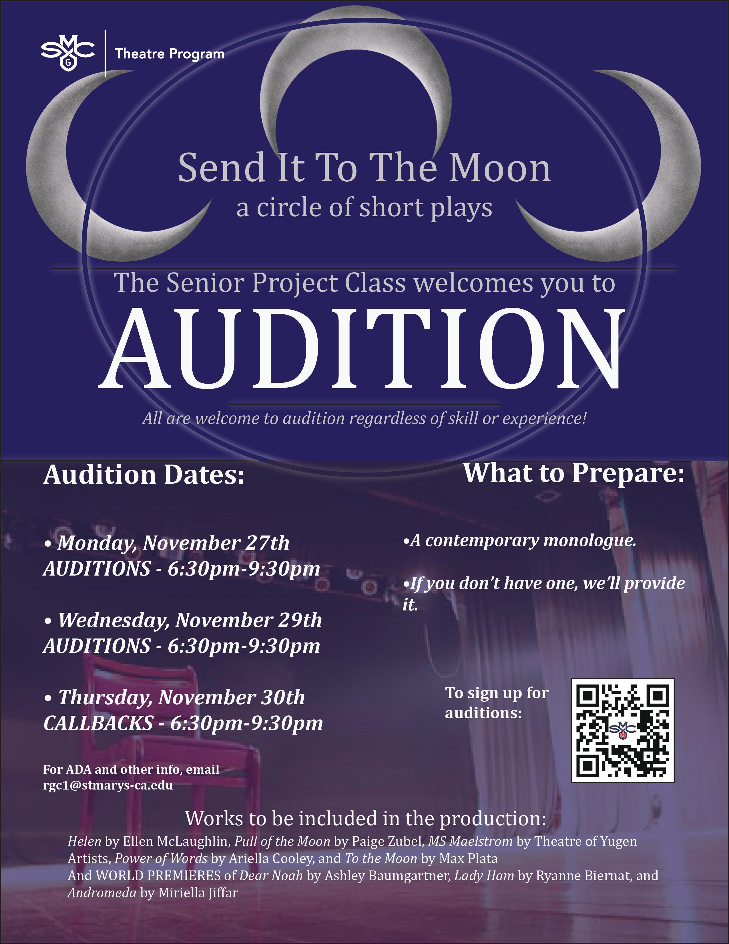 Spring '24 One Acts Auditions | Saint Mary's College