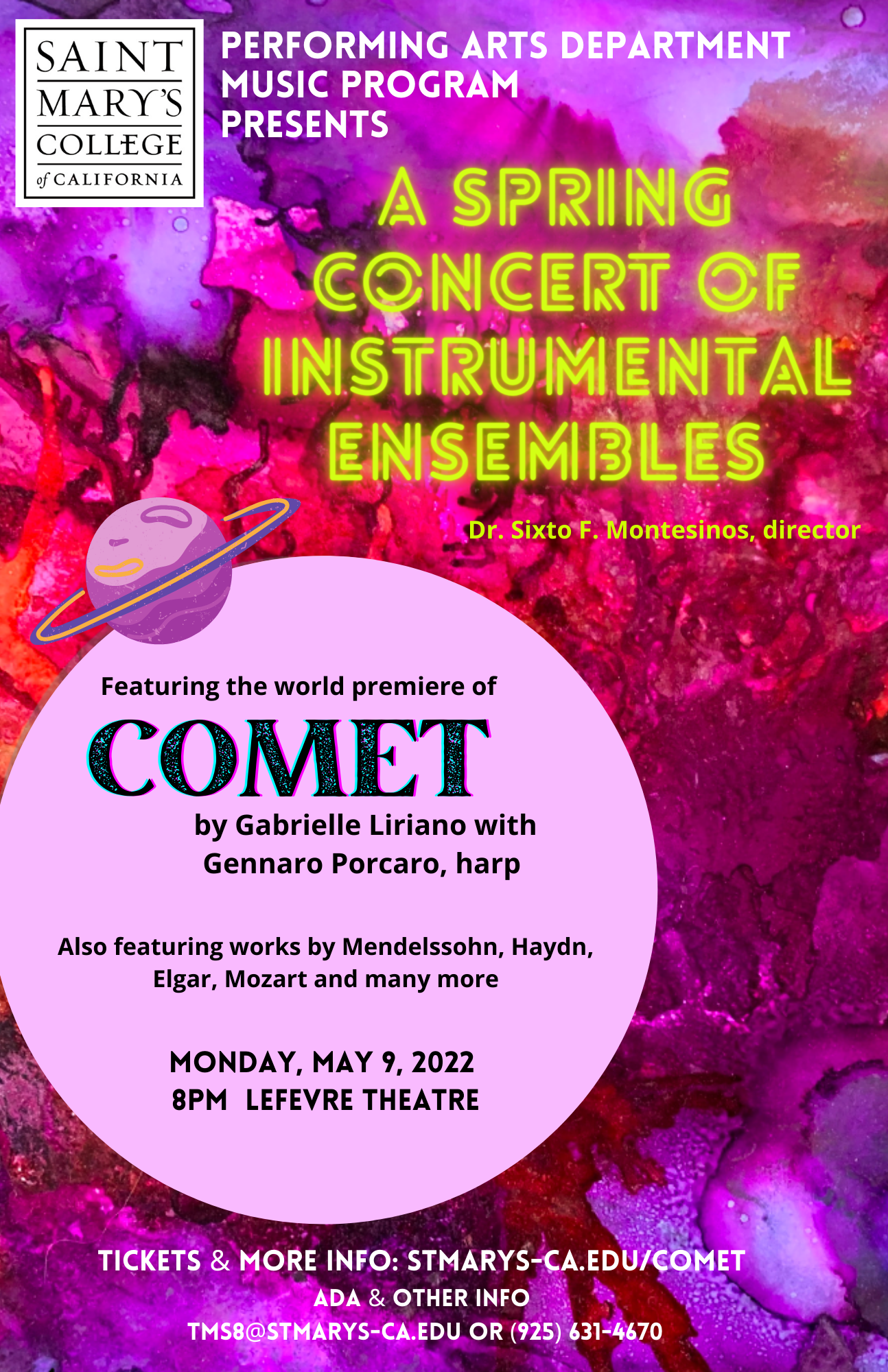 World Premiere of "Comet" on Monday, May 9th at 8pm | Saint Mary's College